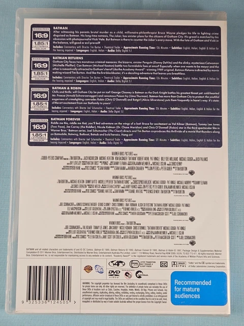 BATMAN + BATMAN Returns + Batman & Robin + Batman Forever DVD 4-Disc ...