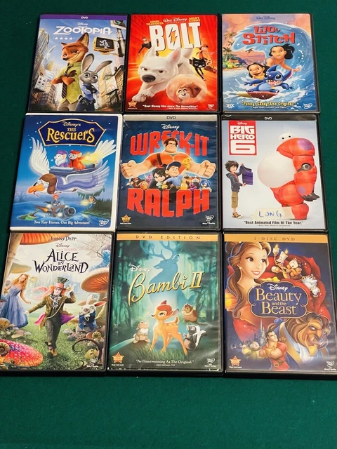DISNEY DVD ANIMATED Movie Lot Of 9 - Rescuers, Beauty & Beast, Lilo ...