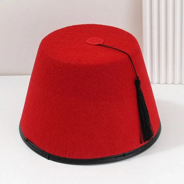 ADULT RED FEZ Hat Turkish Fancy Dress Tommy Cooper Style Costume ...