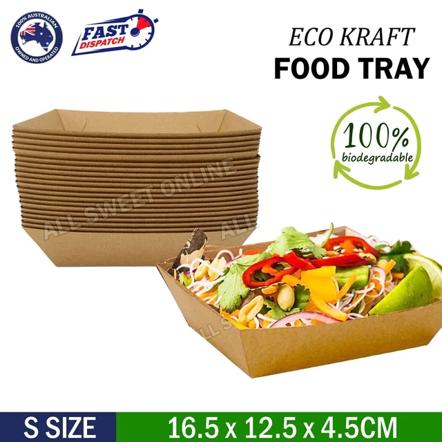 30X PAPER FOOD Tray Small Size Eco Party Catering Disposable Snack Box ...