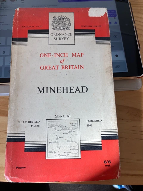 OS ONE-INCH MAP of GB Seventh seriesr sheet 164, Minehead, 1960 £4.50 ...
