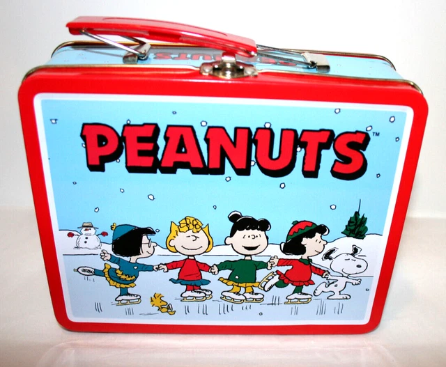 PEANUTS GANG CHARLIE Brown Snoopy 50th Anniversary Ice Skating Tin ...