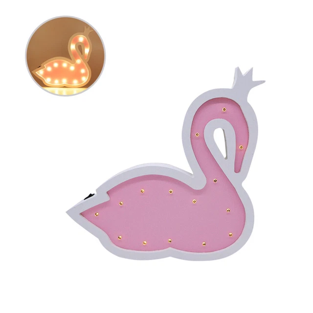 SWAN LED LIGHT Night Light Kids LED Lamp With Switch Wooden Nursery ...