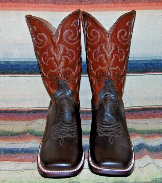 MENS RUJO THE Captain Brown Mad Dog Goat Leather Cowboy Boots 14 D NEW ...