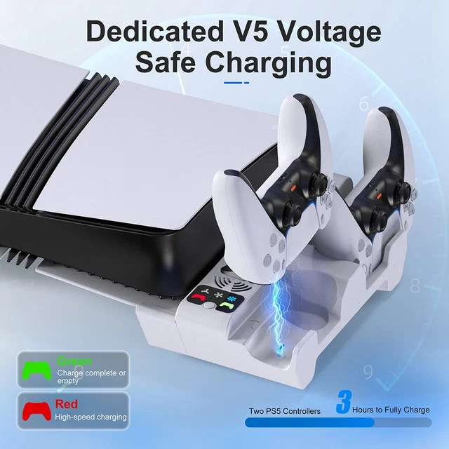 FOR PS5 PRO Slim Cooling Stand with LED Charging Indicators and Dual ...