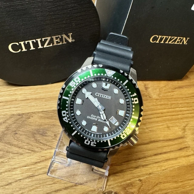 CITIZEN PROMASTER DIVER Eco-Drive Men's Watch Green Bezel Black Dial ...