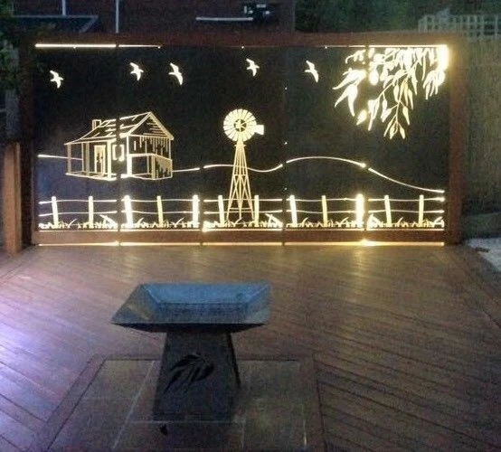 DECORATIVE GARDEN METAL Fence Screen 'Outback' Lasered, 2000x2250 ...