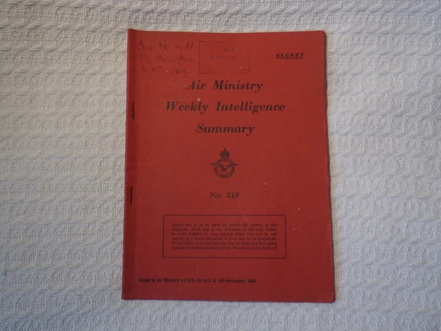 WW2 SECRET RAF Air Ministry Weekly Intelligence Summary Journal 6 Nov ...