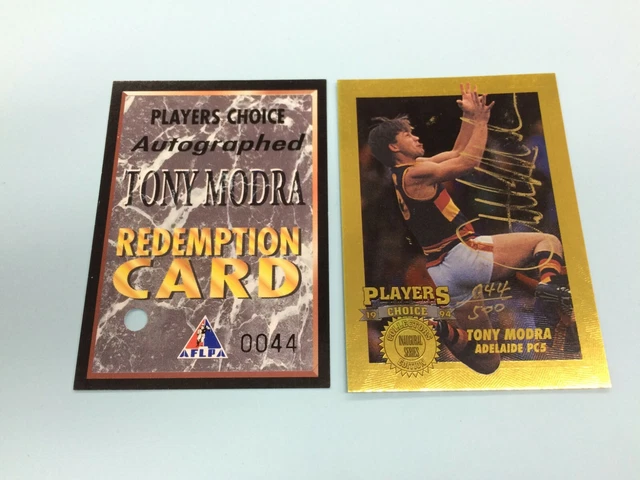 1994 DYNAMIC AFL Players Choice Series Signature Card PC5 Tony Modra ...
