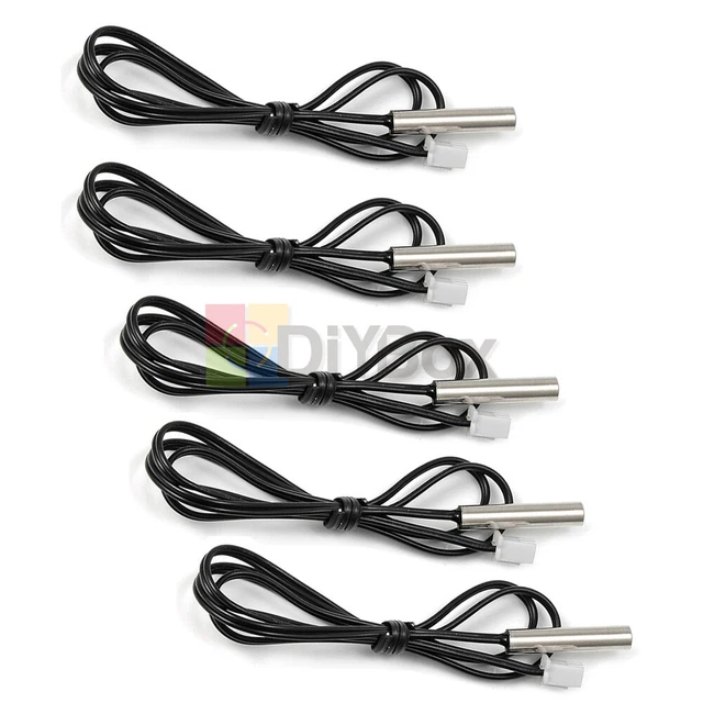 5X 2.5M NTC Thermistor Temperature Sensor Waterproof Probe Cable 10K 1% ...