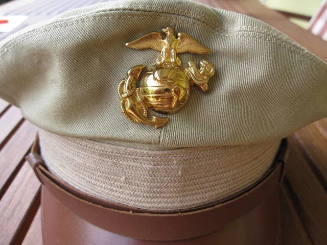 USMC INSIGNIA BADGE US Army Visor Hat Marine Corps Cap Officer WWII £16 ...