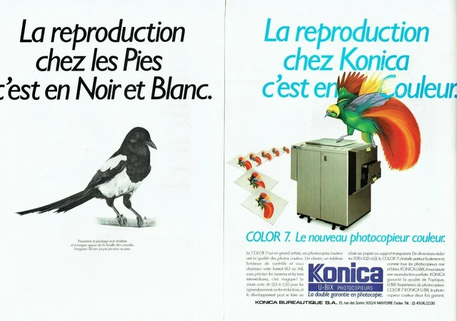 PUBLICITÉ ADVERTISING 0422 1987 photocopieuse Konica 2 pages EUR 3,00 ...