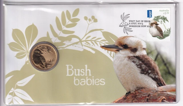 AUSTRALIAN PNC COVER: 2013 $1 Bush Babies Coin The Kookaburra .. ,, EUR ...