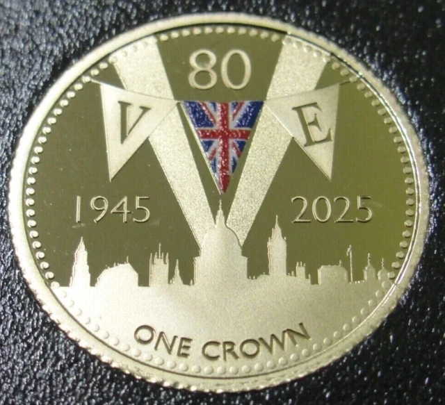2025 80TH ANNIVERSARY Of VE Day Solid 9ct Gold Proof Crown Coin COA 1g ...