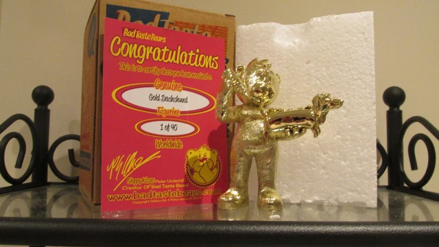 RARE!!! && DACHSHUND (Metallic Gold) "" BNIB Bad Taste Bear 1 OF 40 ...