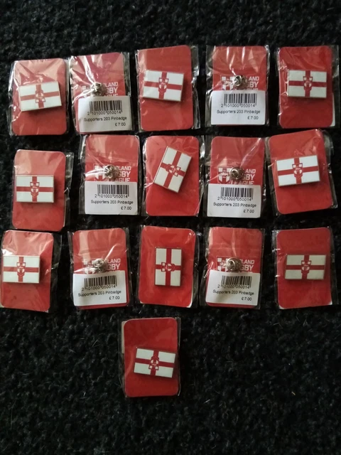 ENGLAND RUGBY LEAGUE flag pin badge joblot X 16 new in packs £16.00 ...
