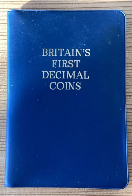 BRITAINS FIRST DECIMAL coins set in blue plastic wallet 10p, 5p, 2p, 1p ...