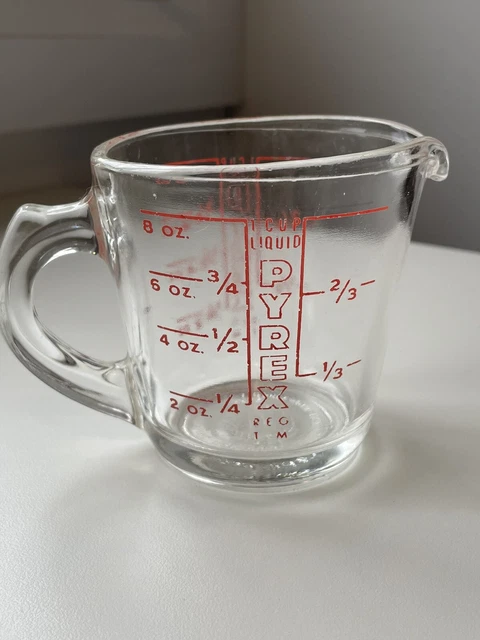 VINTAGE PYREX MEASURING Cup 1950's 1 Cup 8 oz 508 Red Lettering D ...