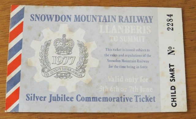 VINTAGE TRAIN TICKET -Snowdon Mountain Railway Silver Jubilee ...