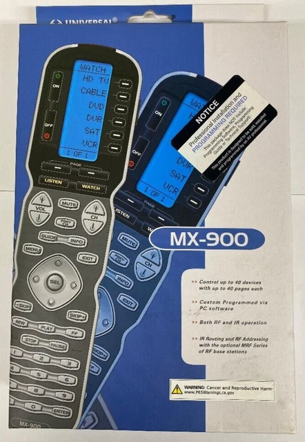 URC UNIVERSAL REMOTE Control MX-900 40-Device IR/RF PC Programmable ...
