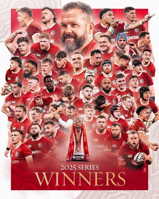 LAMINATED 2025 BRITISH Irish lions RUGBY CHAMPION TEAM PLAYER 420mm ...