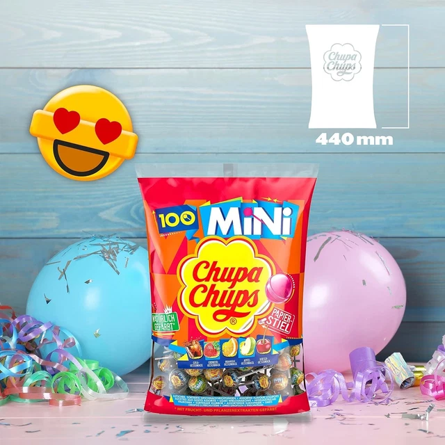 CHUPA CHUPS MINI Classic Lutscher-Beutel, 100 Mini-Lollis, 5 Sorten ...