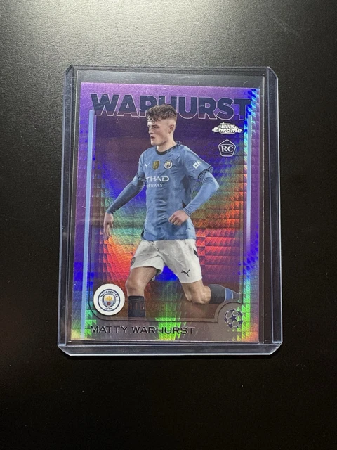TOPPS CHROME UCC 2024/25 Matty Warhurst RC Manchester City Pink Lava ...