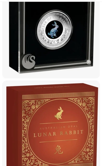 2023 AUSTRALIAN OPAL Lunar Series Year of the rabbit Proof Silver Coin ...