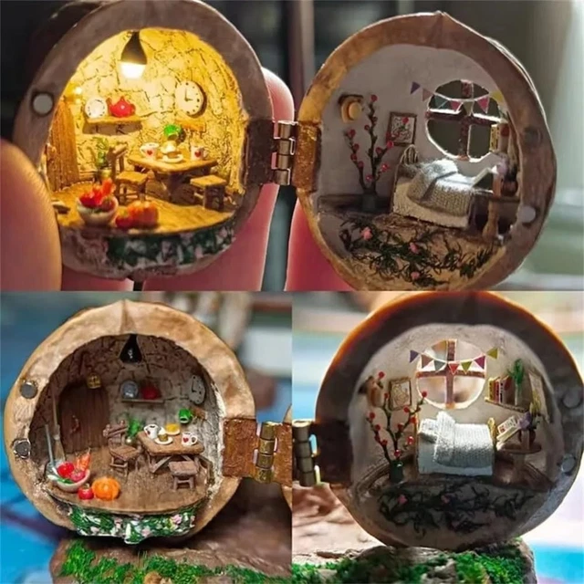 NUT SECRET TINY World Inside Walnuts Mini Library Birthday Gift £6.80 ...