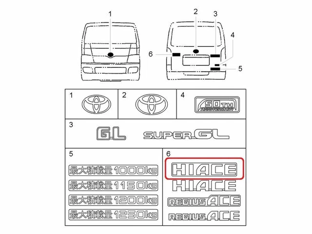 [NEW] JDM TOYOTA HIACE H20#.21# Decal Sticker Rear "hiace" Genuine OEM ...