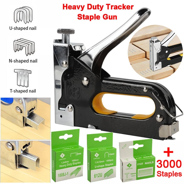 HEAVY DUTY TACKER Staple Gun Upholstery Stapler Fabric Wood Craft 3000Pc Staples £9.99 - PicClick UK