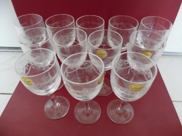 12 VERRES APÉRITIF, digestif , en cristal d'Arques modèle dampierre H 11.5 cm EUR 91,50 ...