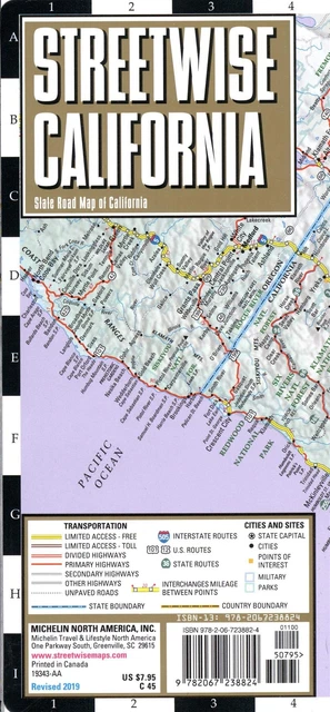 STREETWISE CALIFORNIA MAP: Laminated State Road Map of California (USED ...