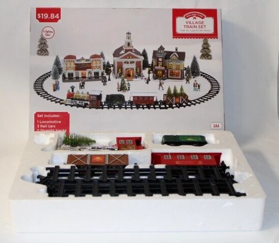 HOLIDAY TIME CHRISTMAS Train Village Set Battery Operated Locomotive ...