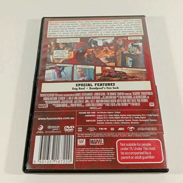 DEADPOOL DVD REGION 4 PAL Ryan Reynolds Movie MARVEL £7.28 - PicClick UK