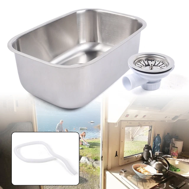 RV BOAT CARAVAN Camper Wash Basin Kitchen Sink Stainless Steel w/ Water ...