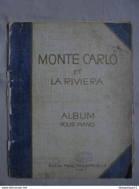 ANCIEN - PARTITION Album pour piano Monte Carlo et La Riviera Edition ...
