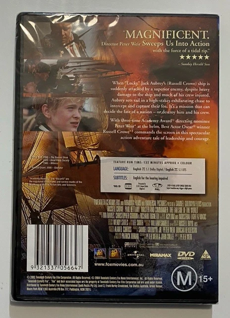 MASTER AND COMMANDER DVD Movie Film Russell Crowe Action Adventure War ...