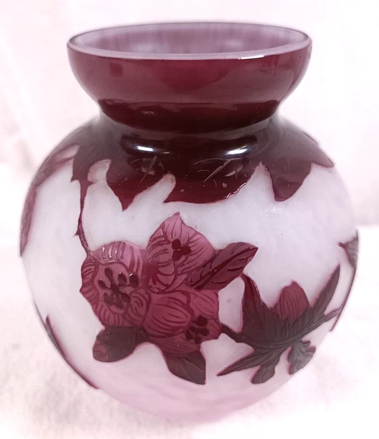 ANDRE DELATTE ANCIEN VASE Pate De Verre Degagee Acide signe decor ...