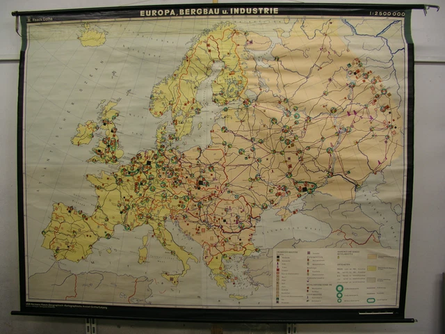 CARTE MURALE SCOLAIRE carte murale carte roulante Europe mines ...