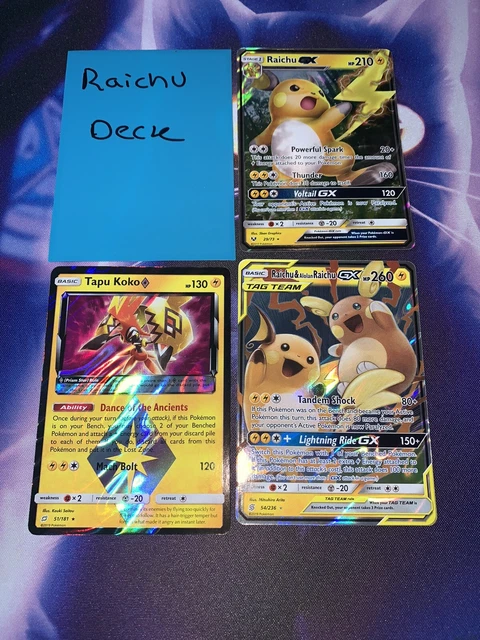 DECK COMPLET POKÉMON - *Raichu* - Alolan Raichu, Pikachu EX, Tapu Koko ...