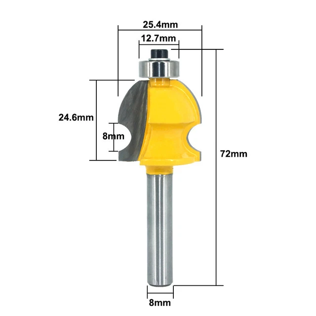 ARCHITECTURAL MOLDING CORNER Rounding Edge-forming Router Bit 8mm Shank ...