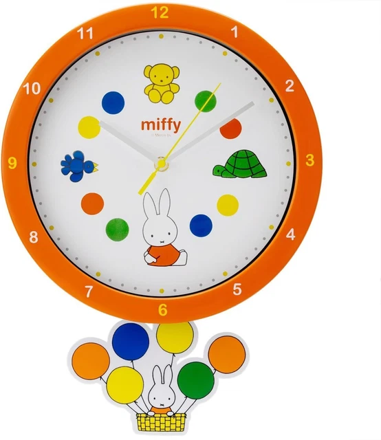 T'S FACTORY HANGING Clock Orange Miffy Swing Clock Analog Silent C $111 ...