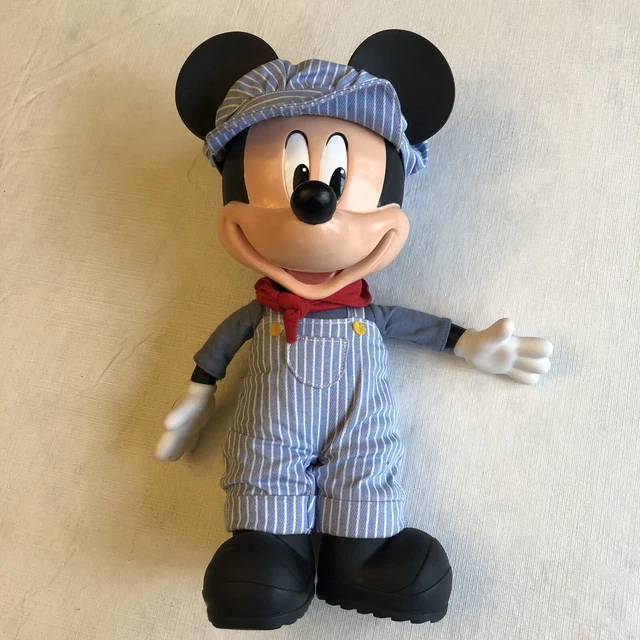 DISNEY STORE MICKEY Mouse Talking Train Conductor Plush Toy Pull String ...