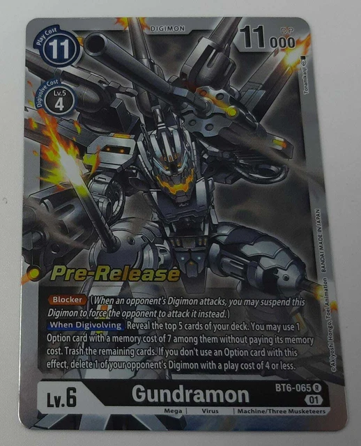 DIGIMON CARD GAME Prerelease Stamp Promo - Gundramon - BT06-065 ENG NM EUR 9,00 - PicClick IT