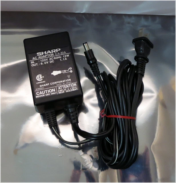 VINTAGE SHARP AC Power ADAPTER EA-30A, Output 6.0VDC 1.1A - Made in ...