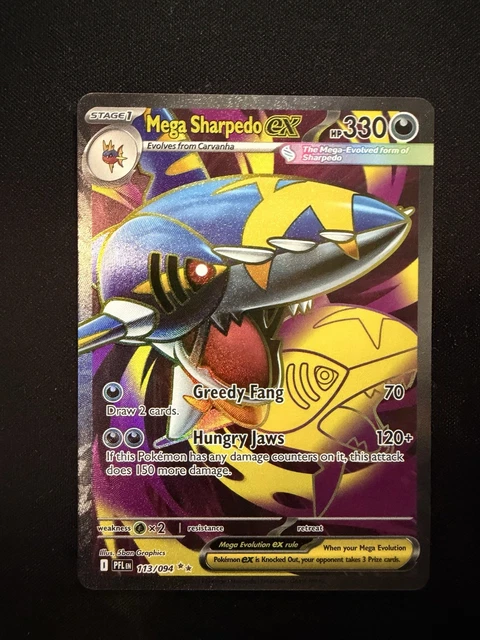 POKÉMON TCG-MEGA SHARPEDO Ex 113/094 Phantasmal Flames Full Art NM £1. ...