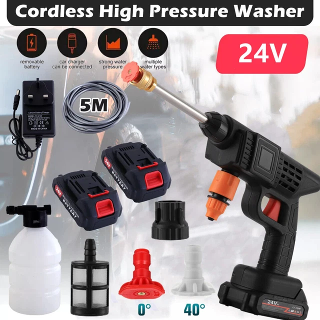 2 BATTERY CORDLESS Car High Pressure Washer Portable Jet Water Wash ...