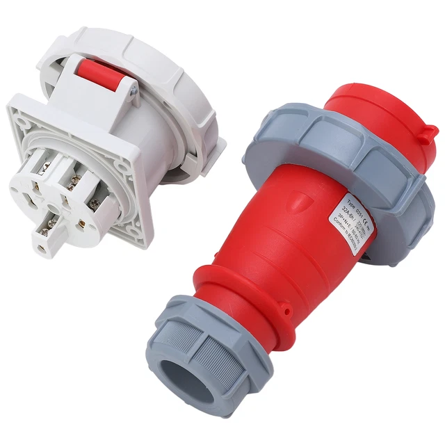 INDUSTRIAL PLUG SOCKET Set 5 Cores 3P+N+E 32A 220‑380V/240‑415V IP67 ...