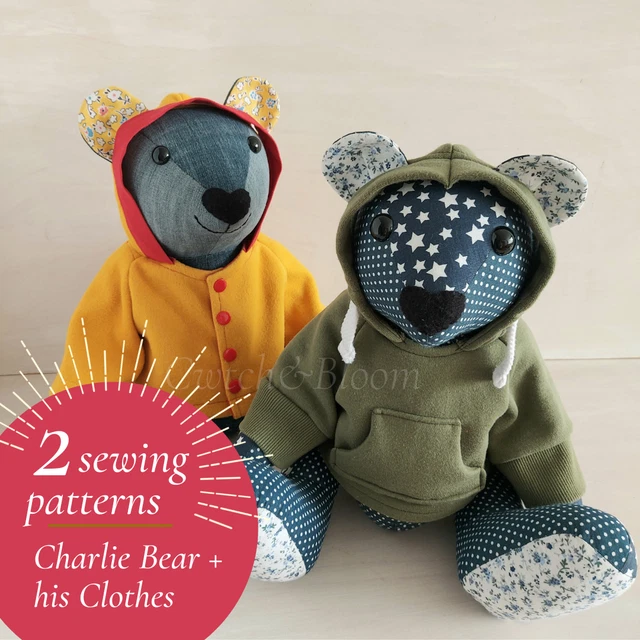 TEDDY BEAR SEWING PATTERN with clothes, memory bear pattern with coat ...